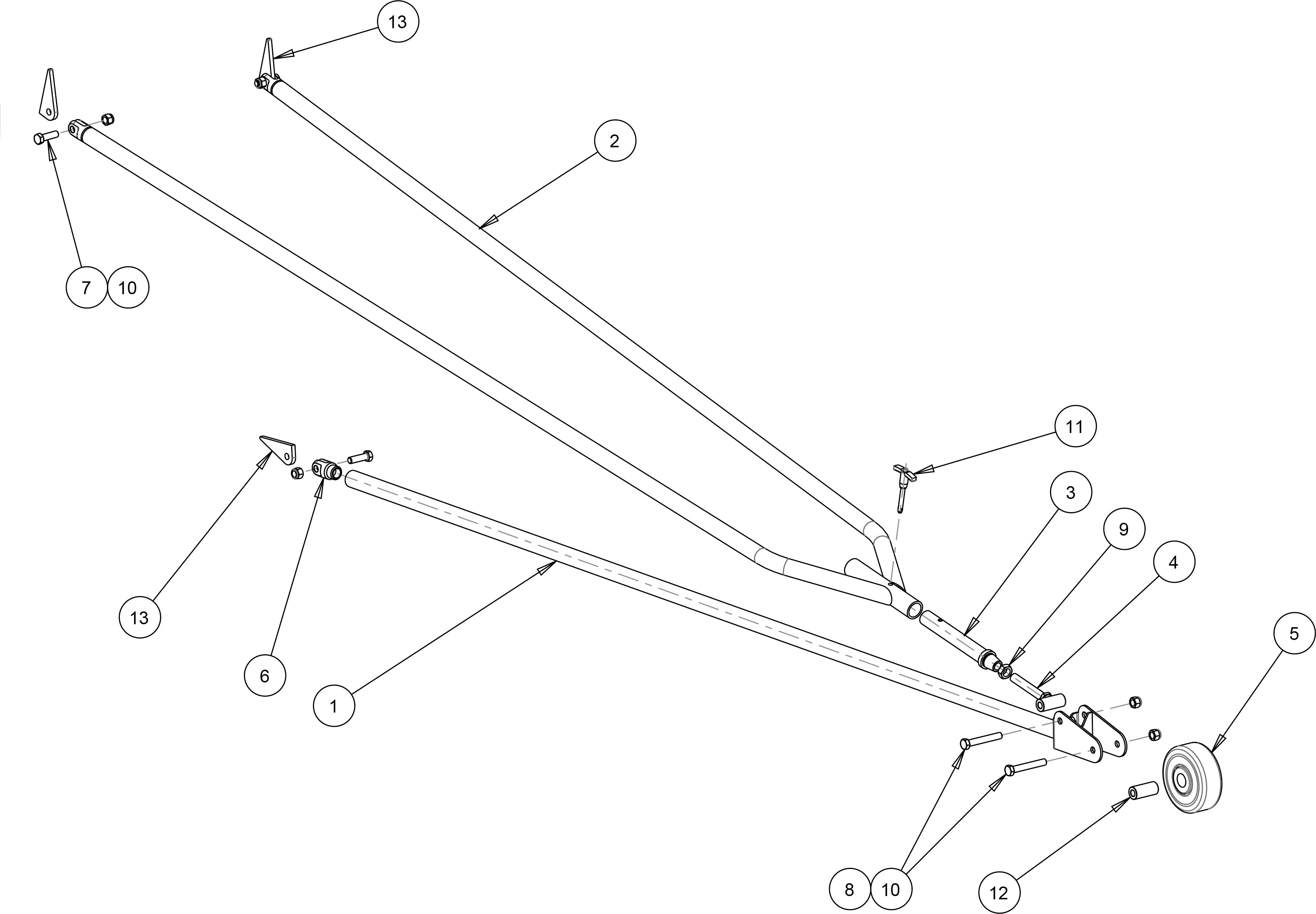 70" Single Wheel Wheelie Bar Kit - Unwelded Kit