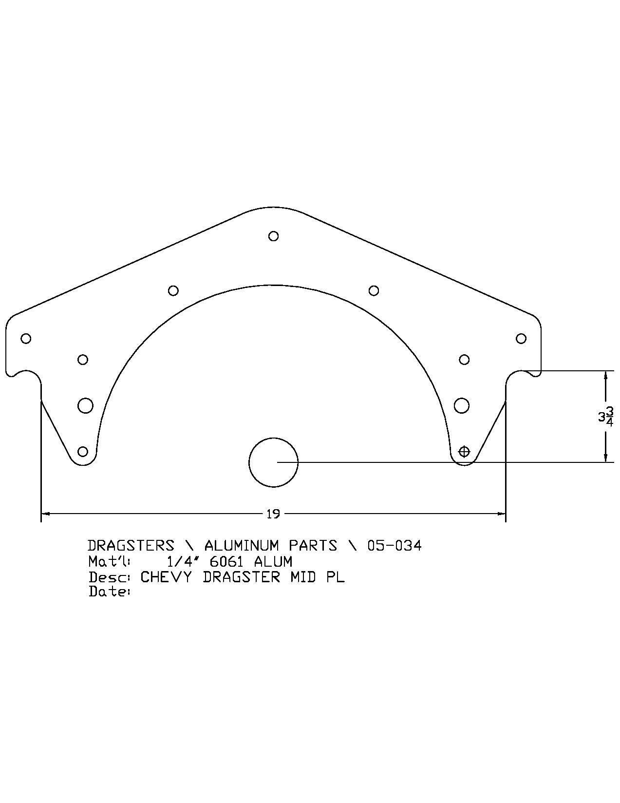 Mid Motor Plate S&W Dragster 1/4" Aluminum