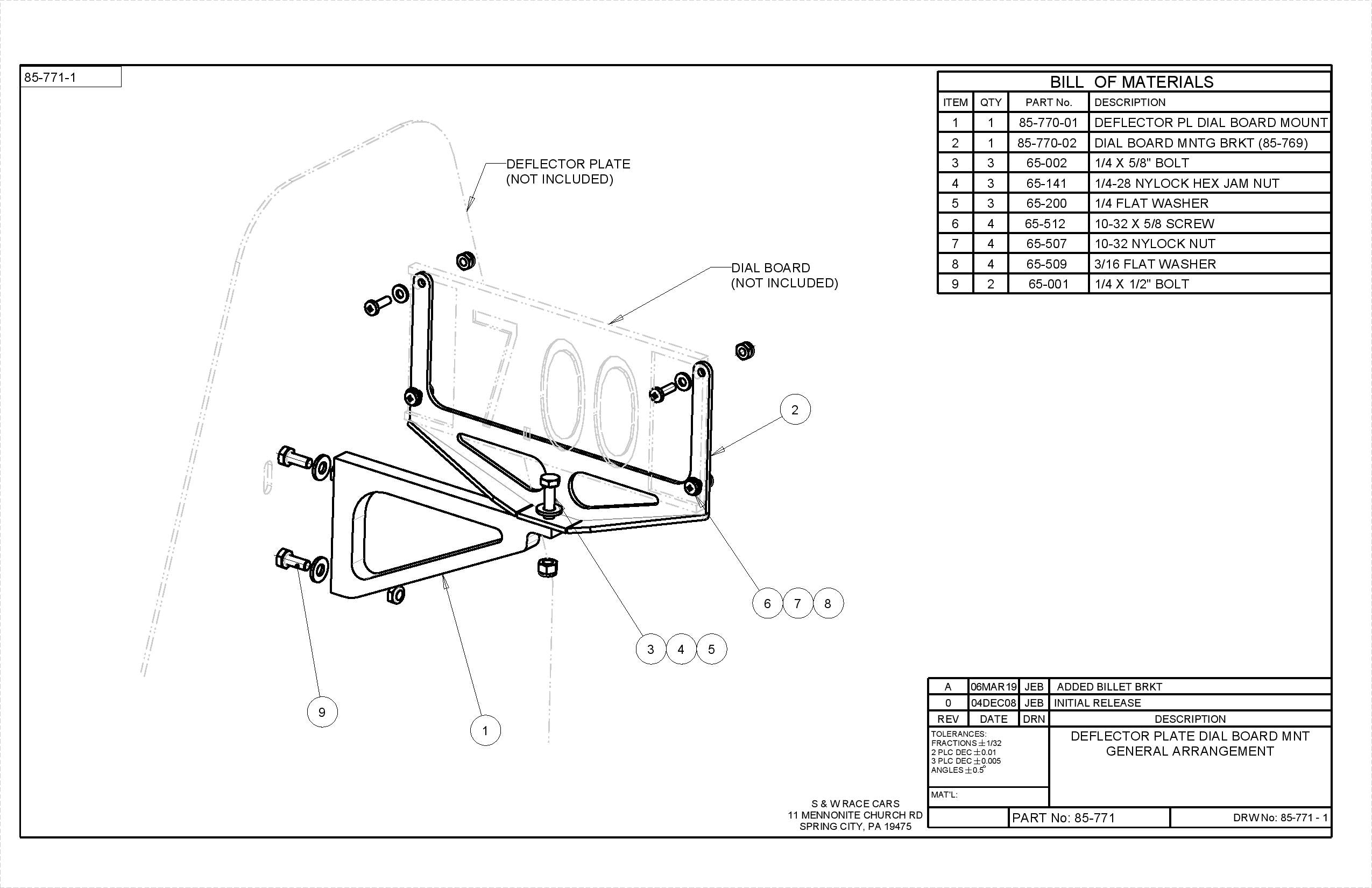 Dial Board Mounting Kit - Deflector Plate Or Vertical Mounting